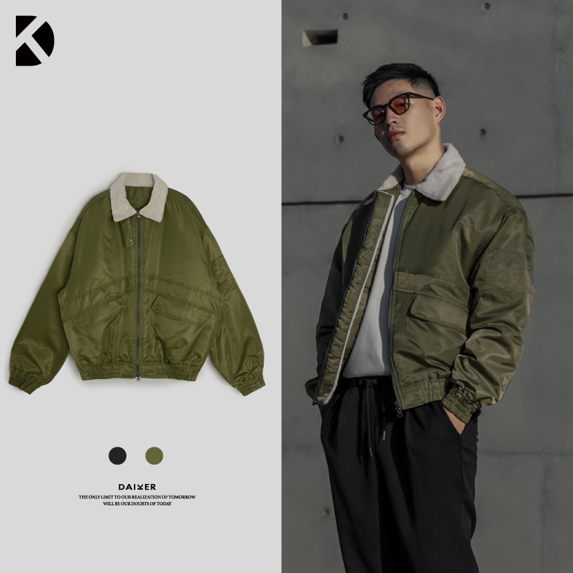 正韓親膚絨毛領飛行外套 | DAIKER